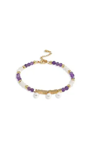 RETRO CHIC Poseidon Bracelet - Purple & White & Gold