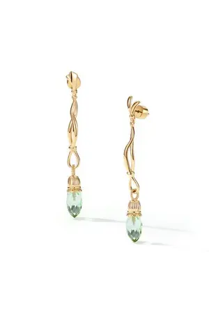 RETRO CHIC Nut Fairy Agate Dangle Earrings - Green & Gold