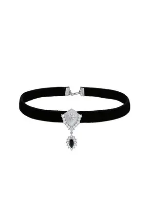 RETRO CHIC Architectural Choker - Black & Sliver&crystal Clear