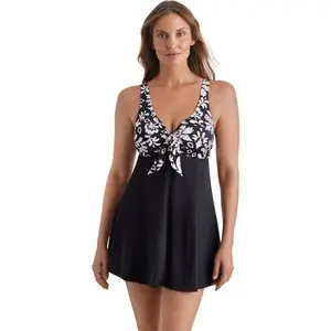 SHAPESOLVER Bow Front Swim Dress Palm Royale