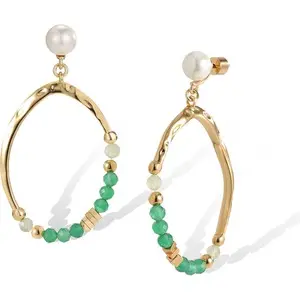 RETRO CHIC Poseidon Earrings - Green & White & Gold