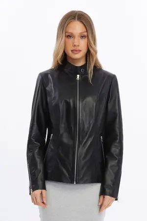 FURNIQ UK Elspeth Leather Jacket - Black
