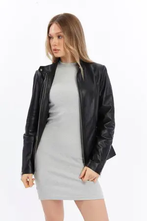 FURNIQ UK Elspeth Leather Jacket - Black
