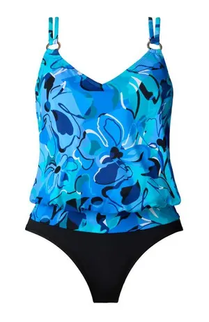 SHAPESOLVER V-neck Blouson One-piece Swimsuit