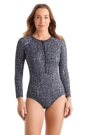 SHAPESOLVER SPORT Paddle Board Chlorine Resistant One-piece Swimsuit - Pixel Twilight
