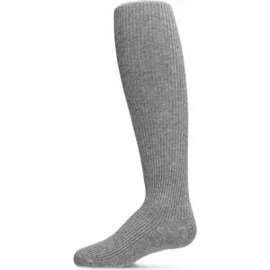 MEMOI Thin Ribbed Cotton Tights - Medium Gray