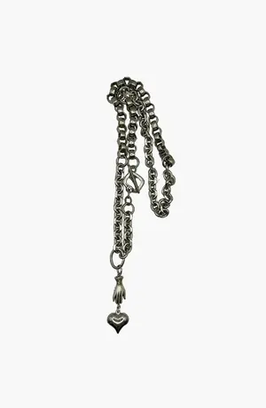 SHOP SPICY DAN Charles Antique Hand Holding Heart Charm Necklace - Silver
