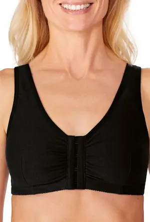 AMOENA Frances Wire-free Front Closure Bra - Black