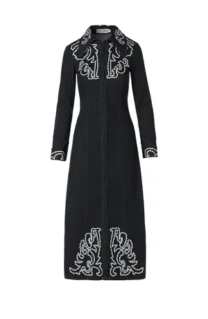 BY TESS COLLECTION Wren Embroidered Dress - Black Denim