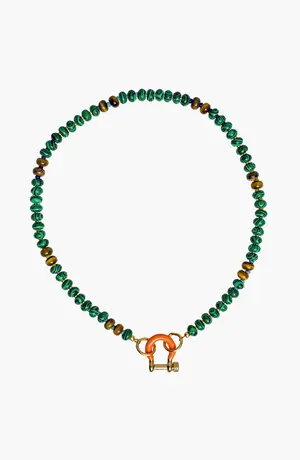 SHOP SPICY DAN Malachite And Tiger Eye Beaded Necklace - Green