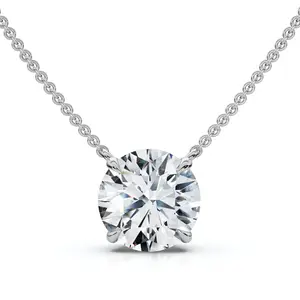 BLISS DIAMOND 1ct Solitaire Lab Grown Diamond 14k Gold Pendant Necklace - White Gold