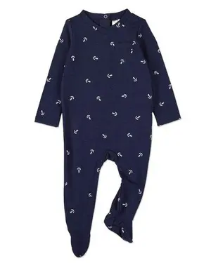 MINIMOI Printed Rayon Blend Footie - Navy