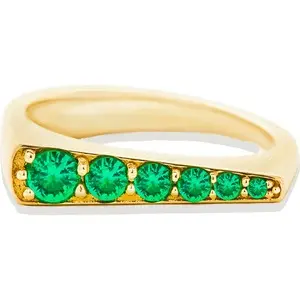 CAMPBELL + CHARLOTTE Edge Tapered Stacking Ring - Emerald-gold