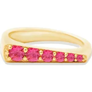 CAMPBELL + CHARLOTTE Edge Tapered Stacking Ring - Pink Sapphire- Gold