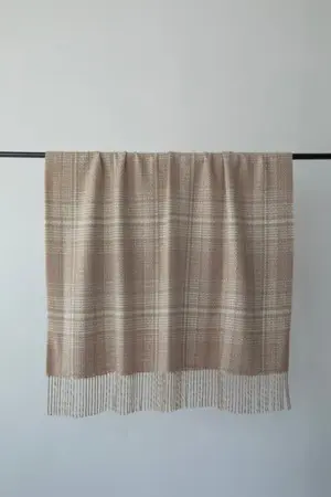 SSKEIN Rustic Plaid Throw - Taupe