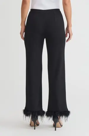 Ming Wang Knit Feather Wide Leg Pants