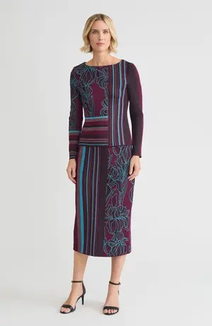 Ming Wang Jacquard Knit Top