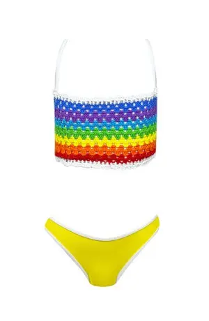 NESSI BYRD Hand-knitted Crochet Two Piece Bikini - Multicolor