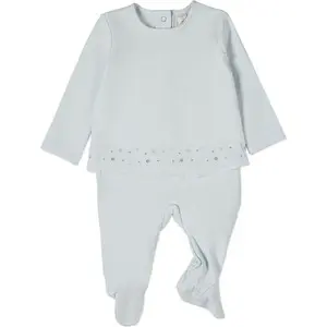 MINIMOI Small Dots Double Layer Footie - Cloud Blue