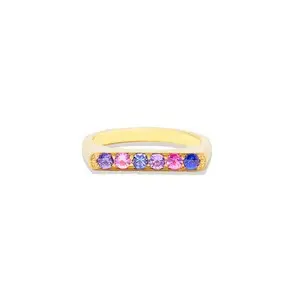 CAMPBELL + CHARLOTTE Edge Straight Stacking Ring - Multi Color Sapphire-gold