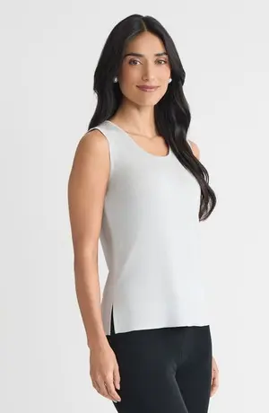 Ming Wang Mid-length Knit Tank - Silver