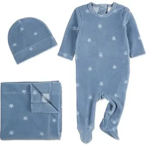 MINIMOI Velvet Star Velour Footie Set - Blue
