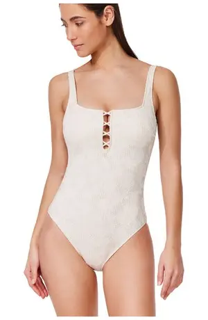 GOTTEX Jolene Textured Square Neck One Piece Cream