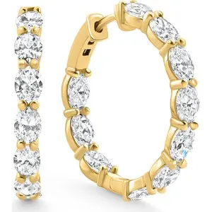 BLISS DIAMOND 3ct Tw Oval Lab Grown Diamond Hoop Earrings - 14k Yellow Gold