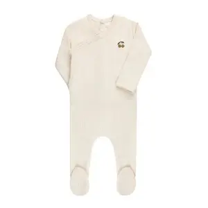 ELY'S & CO. Aurora Classics Embroidered Cherry Collection Footie - Ivory/yellow