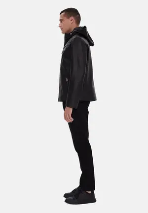 FURNIQ UK Horace Patterned Leather Jacket - Black