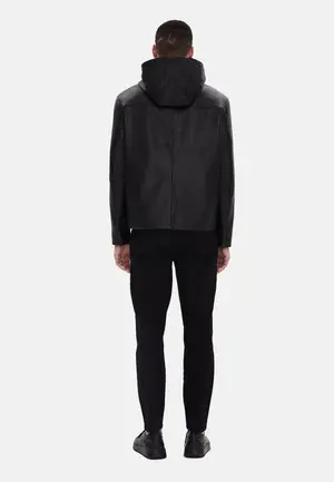 FURNIQ UK Horace Patterned Leather Jacket - Black