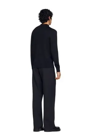 Sandro Wool High Neck Sweater - Black
