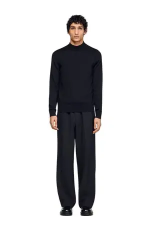 Sandro Wool High Neck Sweater - Black
