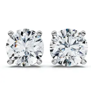 BLISS DIAMOND 2-6 Ct Tw Round Lab Grown Diamond Stud Earrings In 14k Gold - White Gold - 2ct