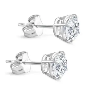 BLISS DIAMOND 2-6 Ct Tw Round Lab Grown Diamond Stud Earrings In 14k Gold - White Gold - 2ct