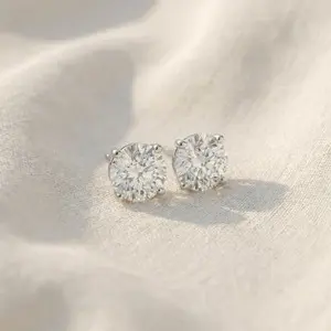 BLISS DIAMOND 2-6 Ct Tw Round Lab Grown Diamond Stud Earrings In 14k Gold - White Gold - 2ct