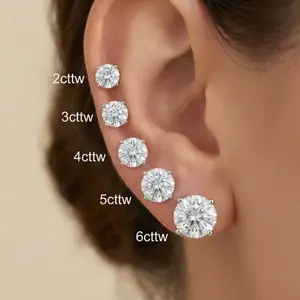 BLISS DIAMOND 2-6 Ct Tw Round Lab Grown Diamond Stud Earrings In 14k Gold - White Gold - 2ct