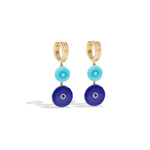 CAMPBELL + CHARLOTTE Evolve Stone Inlay Chandelier Earrings - Blue- Gold