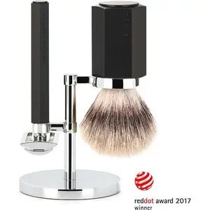 MUHLE Hexagon 3-piece Silvertip Fiber Shaving Set - Graphite