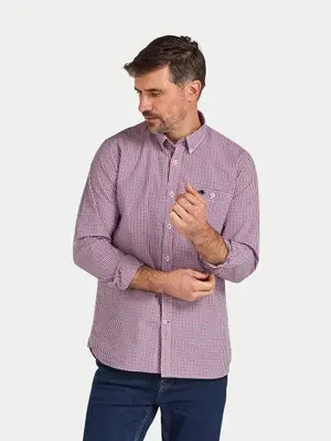 RAGING BULL Long Sleeve Graph Check Poplin Shirt