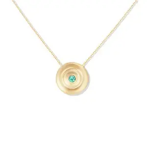 CAMPBELL + CHARLOTTE Evolve Small Disk Diamond Pendant Necklace - Emerald-gold