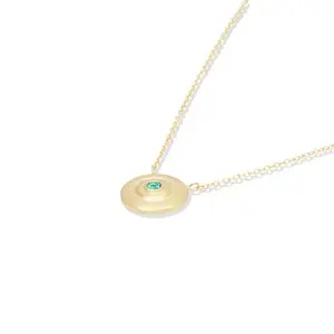 CAMPBELL + CHARLOTTE Evolve Small Disk Diamond Pendant Necklace - Emerald-gold