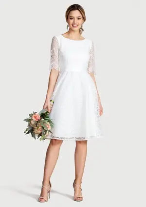 ALIE STREET LONDON Evie Lace Fit & Flare Dress - Ivory