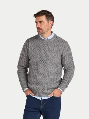 RAGING BULL Chunky Cable Crew Neck Knit Sweater