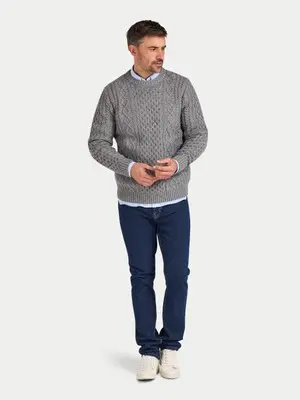 RAGING BULL Chunky Cable Crew Neck Knit Sweater