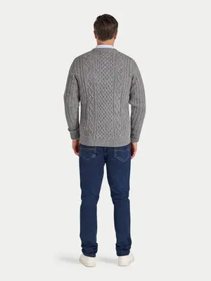 RAGING BULL Chunky Cable Crew Neck Knit Sweater