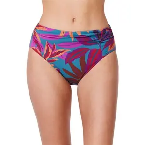 GOTTEX Plantopia Shirred High Waist Swim Bottom - Multi-teal