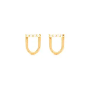 CAMPBELL + CHARLOTTE Edge Mini Link Stud Earrings - Gold