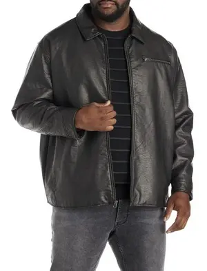 SYNRGY BY DXL Big & Tall Faux-leather Moto Jacket