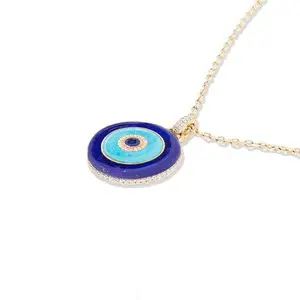 CAMPBELL + CHARLOTTE Evolve Stone Inlay Disk Pendant Necklace - Green- Gold